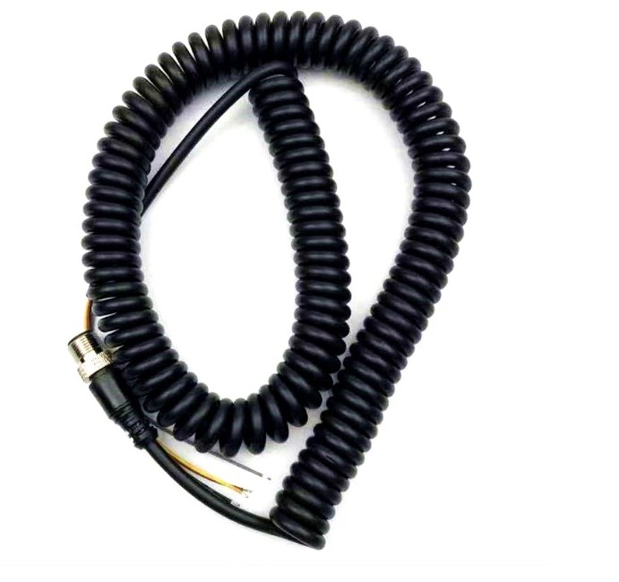 ผู้จัดจำหน่ายสายเคเบิล sprial 4pin Coil ที่กำหนดเองพร้อมขั้วต่อกันน้ำ